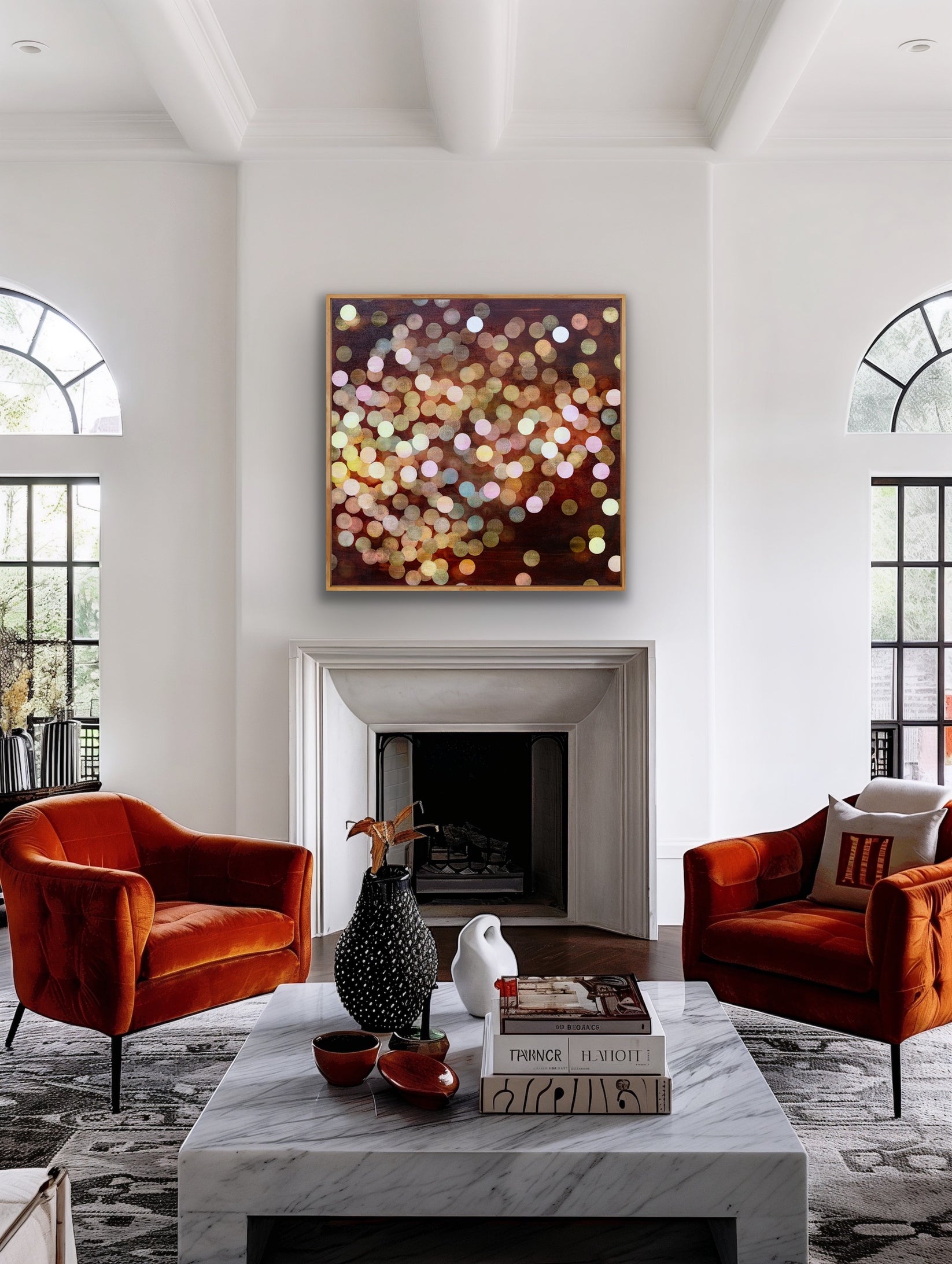 Aqueous Field Coral Bloom XVI - Large Colourful Abstract Painting Fram ...